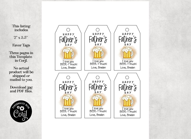 Father's Day Gift Tag Editable Father's Day Gift Tag - Etsy