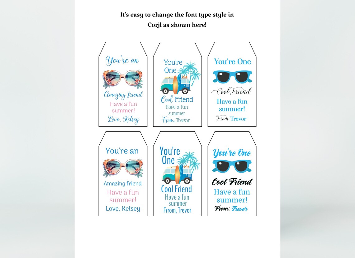 Editable End of Year Student Gift Tag: Fun Summer Friend (digital ...