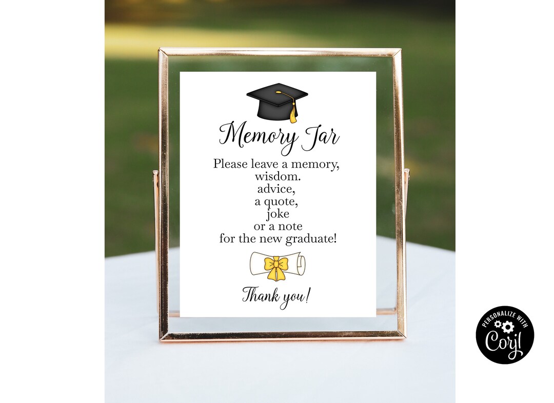 Graduation Memory Jar Sign and Cards: DIY Printable (digital Download ...