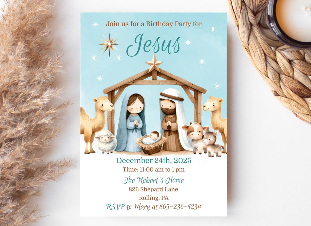 Happy Birthday Jesus Invitation, Editable Birthday Party for Jesus ...