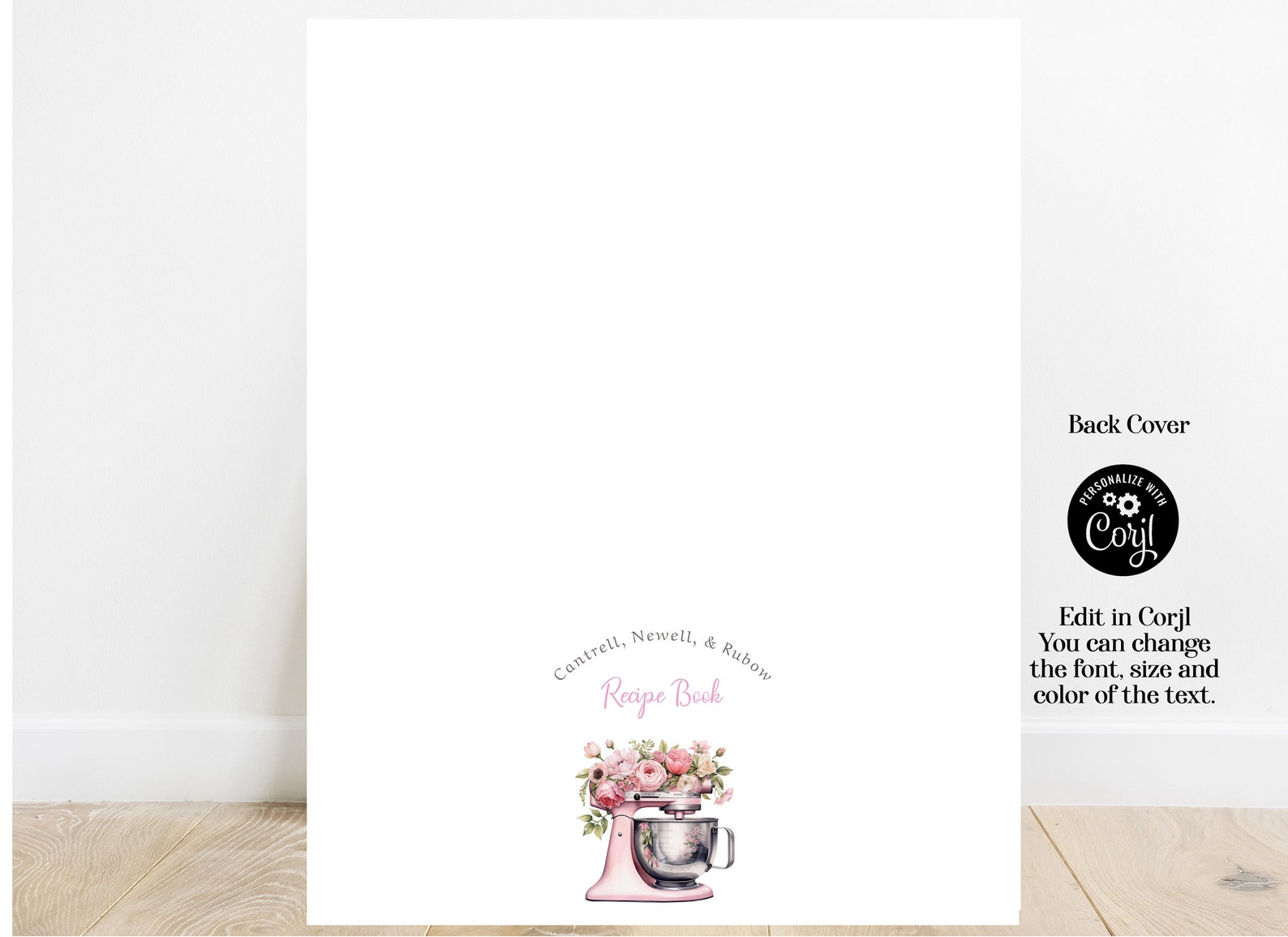 Pink Kitchen Mixer Recipe Book Cover: Editable Family Cookbook (digital ...