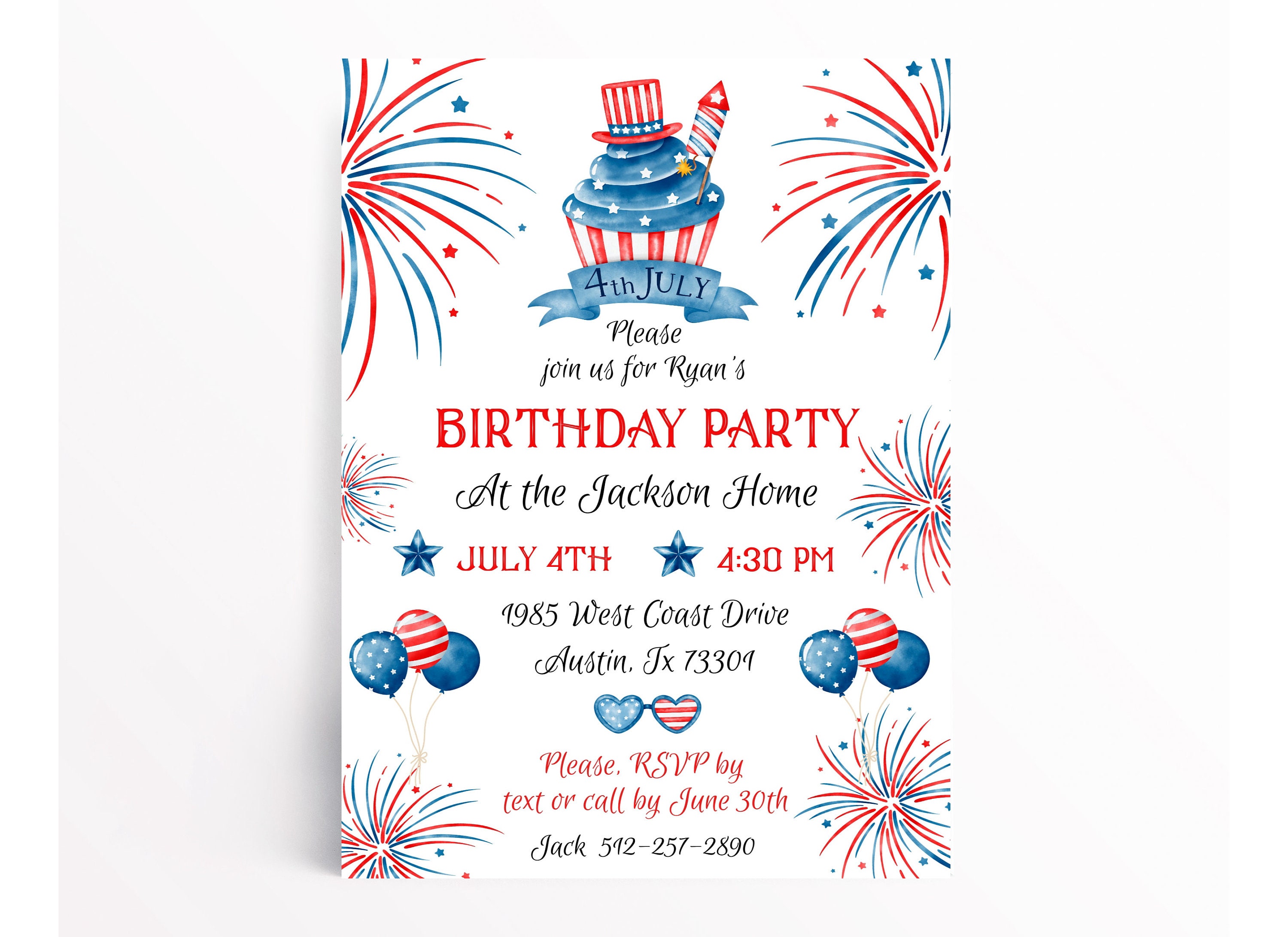 4th Of July Birthday Invitation