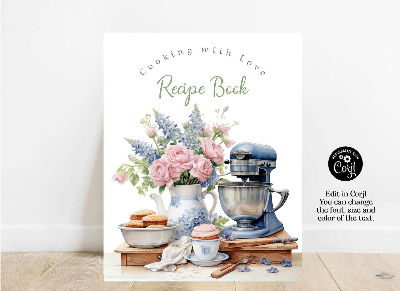 Mother's Day Personalized Family Recipe Binder Cover: Floral Cookbook ...