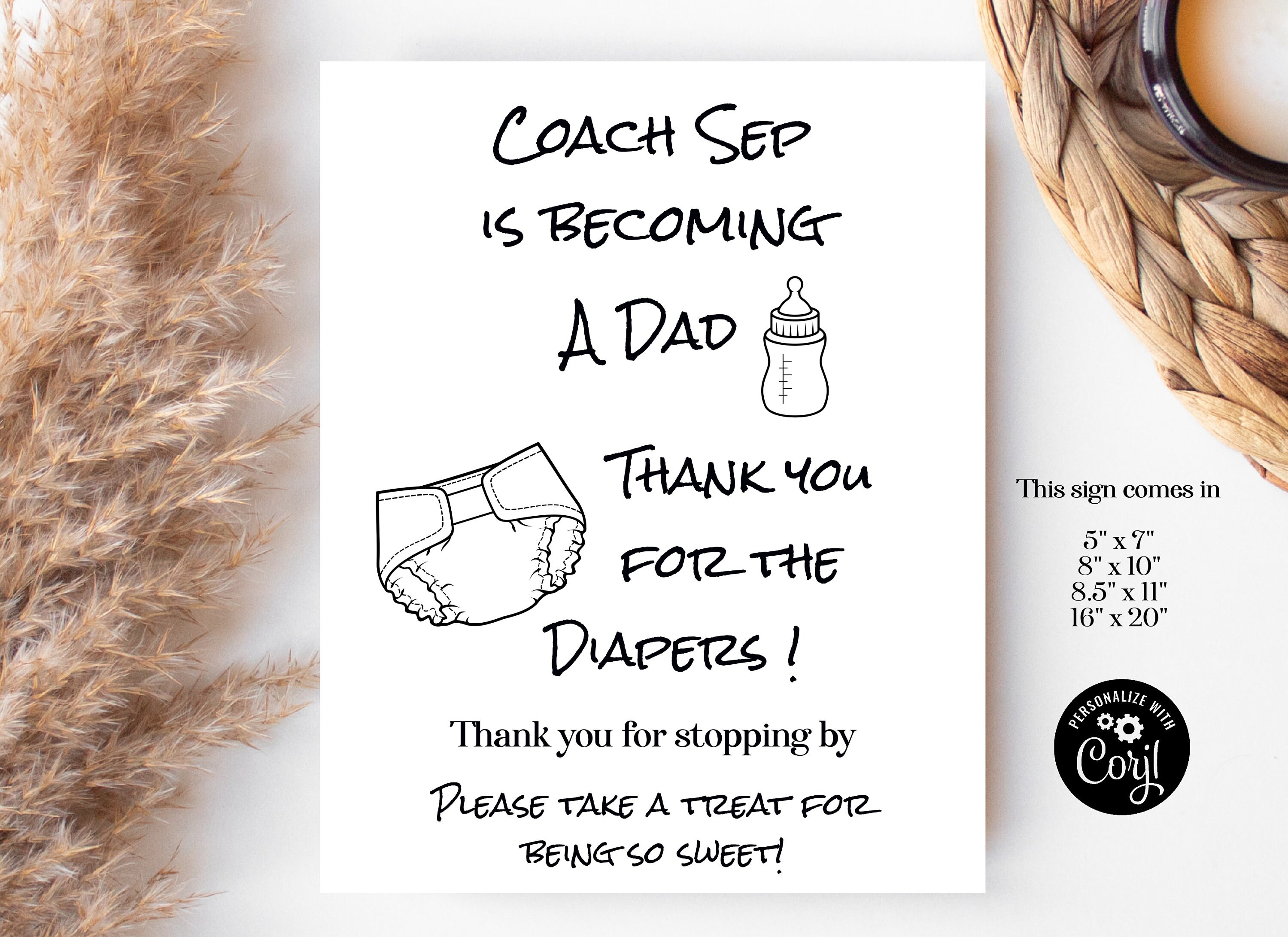 Dad's Baby Shower Invitation Bundle: Dad & Diaper Theme (DIY Editable ...