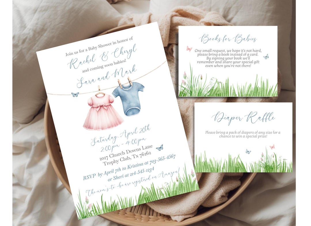 Editable Joint Baby Shower Invitation / Triplet Baby Shower Invitation ...