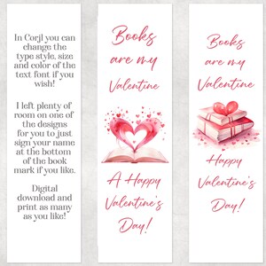 Valentine's Day Digital Printable Bookmarks / Valentine's Day Bookmark ...