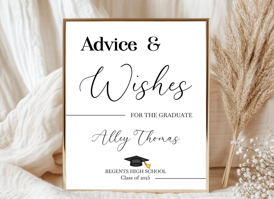 Graduation Advice and Wishes Sign: Editable Template (digital Download ...