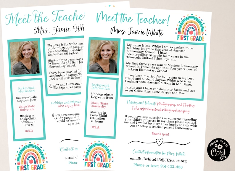 Editable 1st Grade Meet the Teacher Flyer Template (digital Download ...