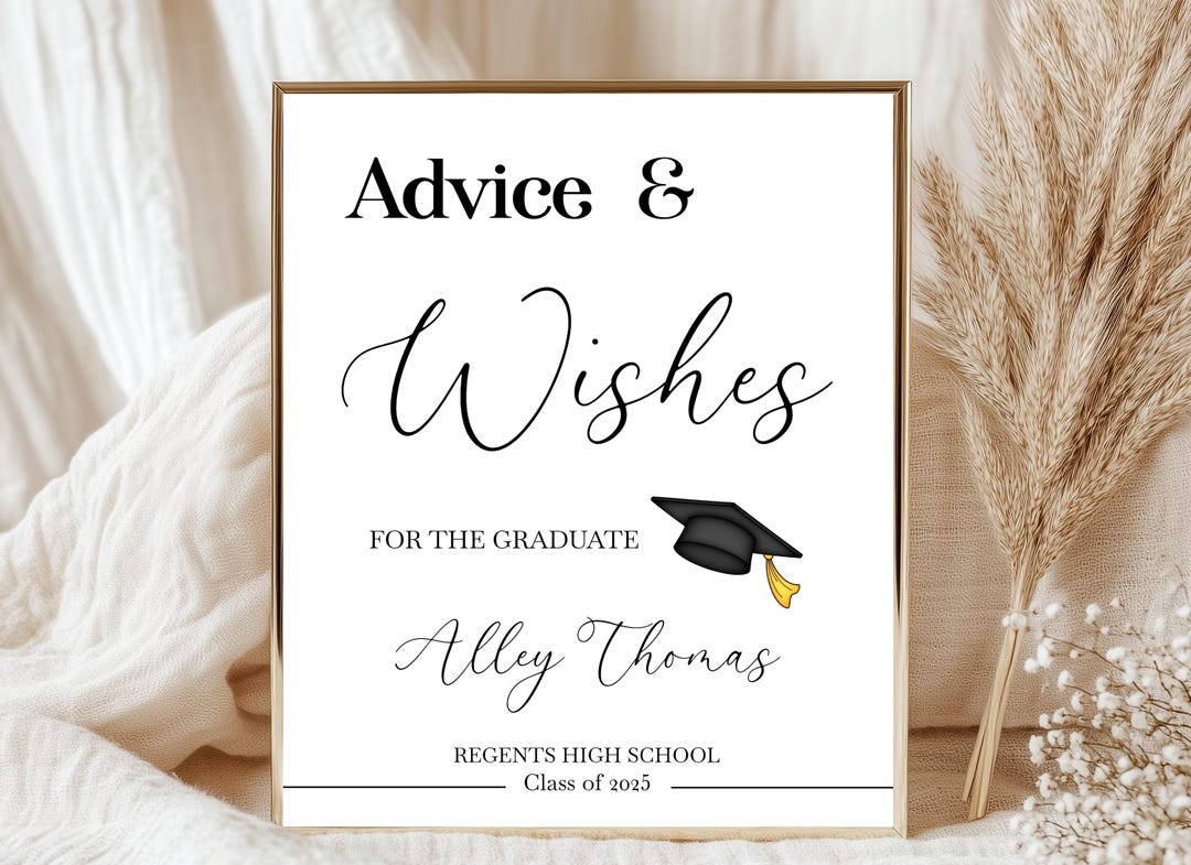 Graduation Advice and Wishes Sign / Editable Graduation Advice and ...