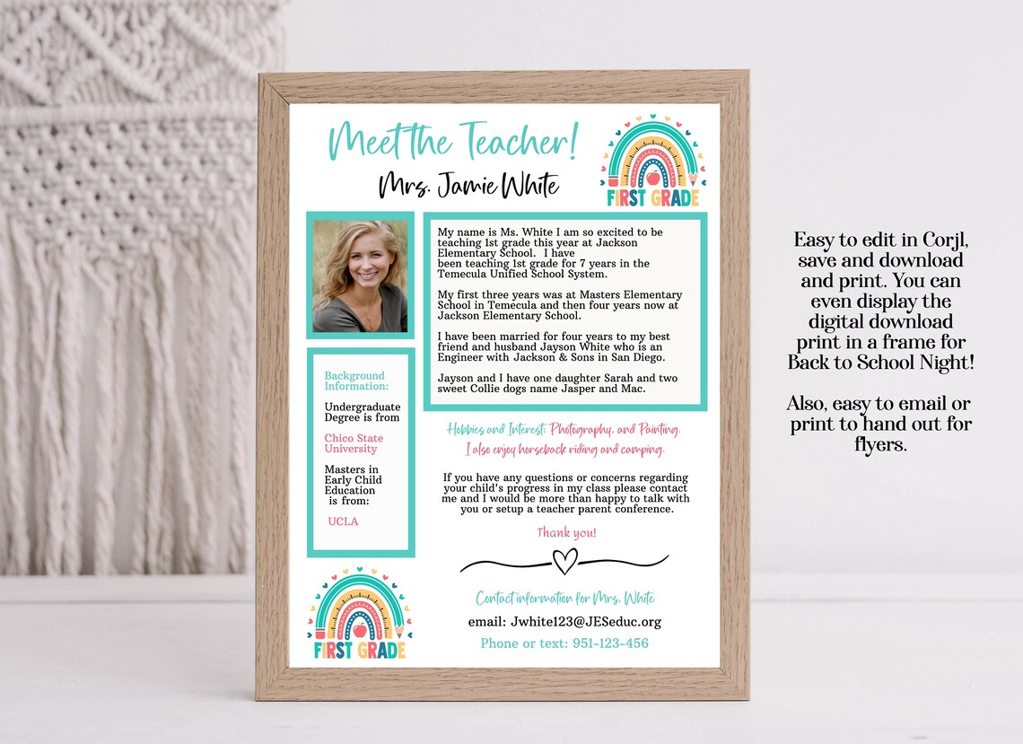 Editable 1st Grade Meet the Teacher Flyer Template (digital Download ...