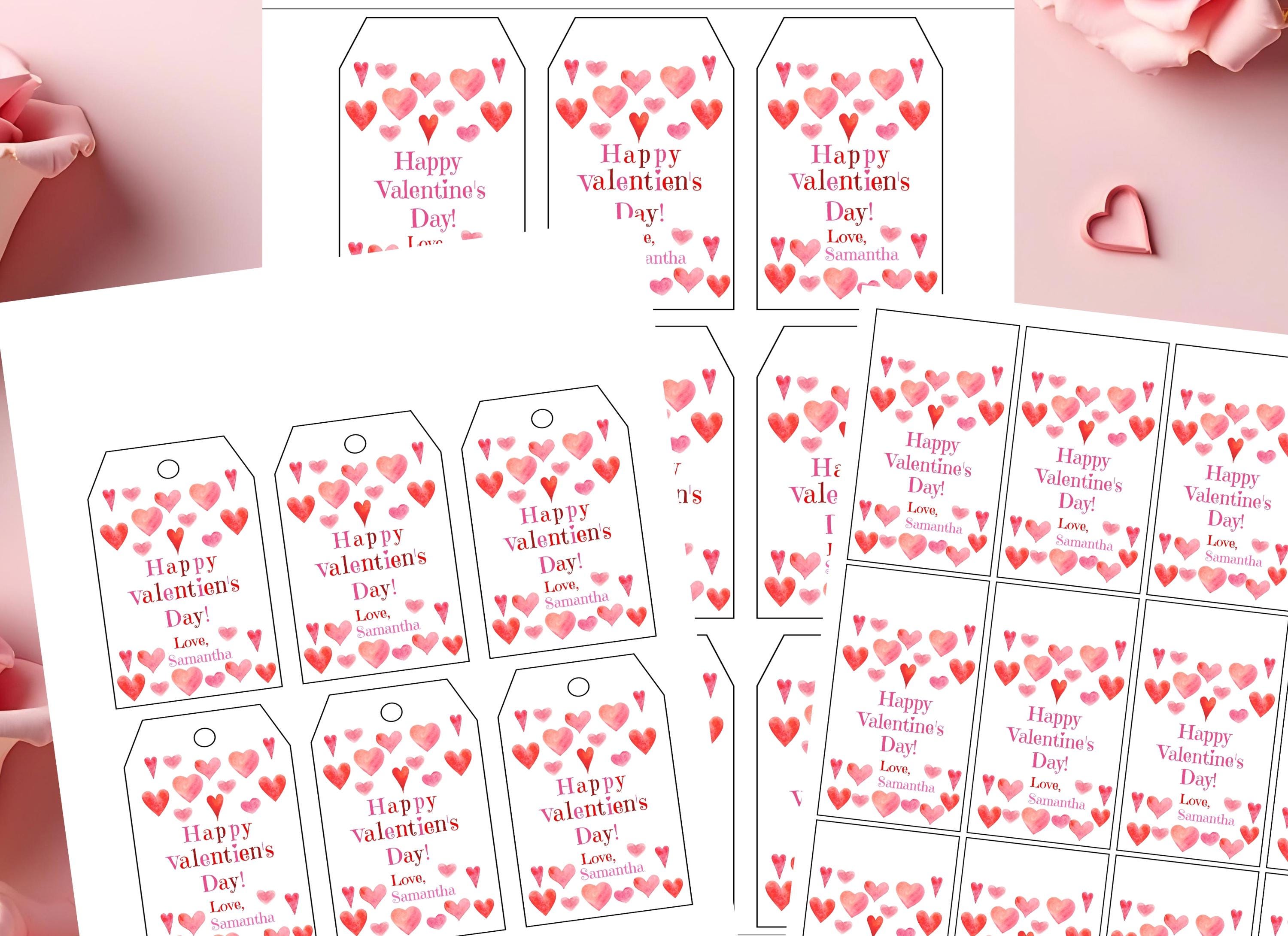 Editable Valentine's Gift Tag: Printable Heart Favor Tags (digital ...