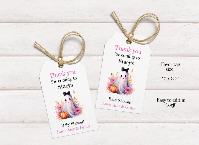 Ghost Baby Shower Gift Tags, Editable Halloween Favor (digital Download ...