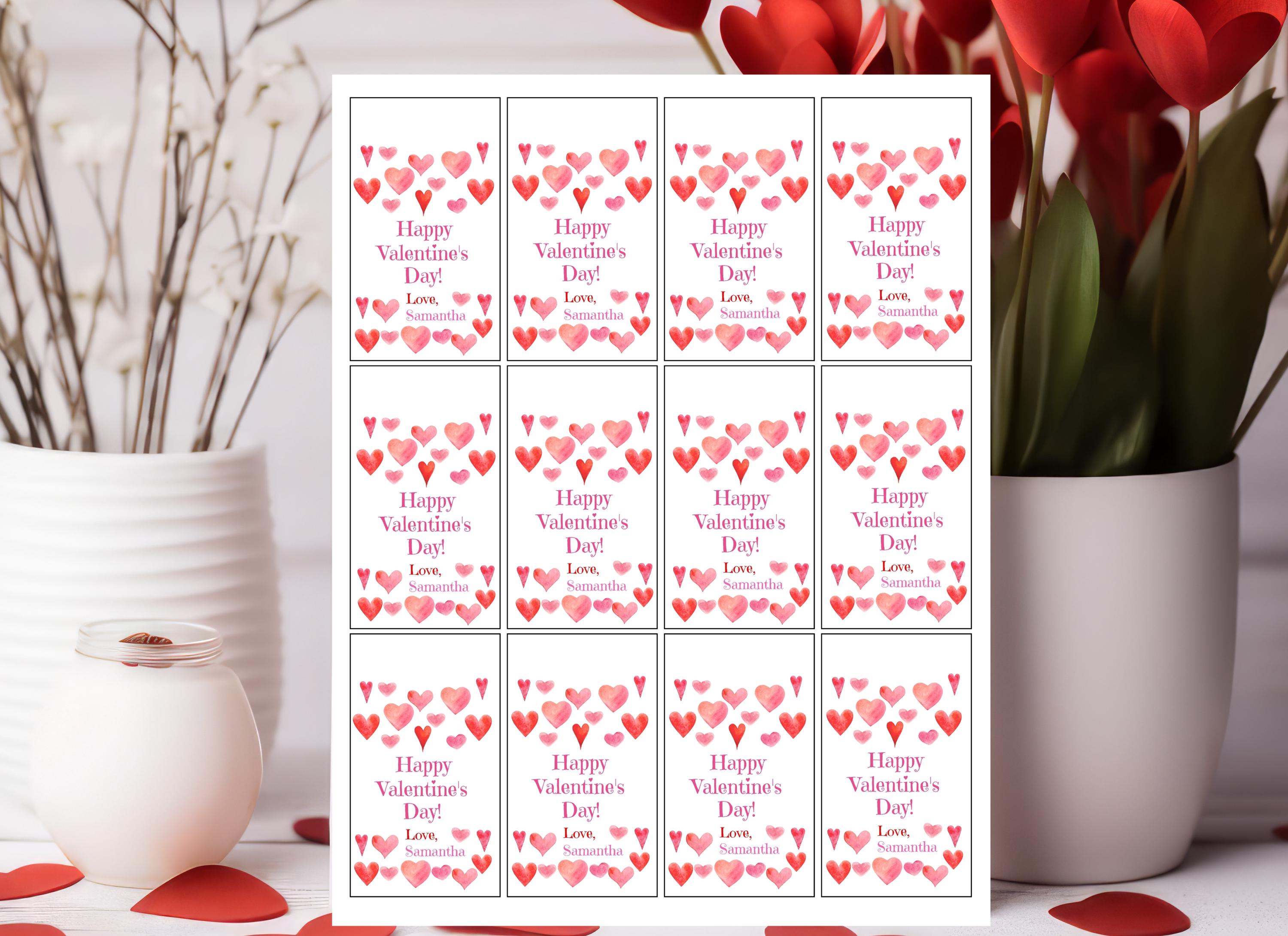 Editable Valentine's Gift Tag: Printable Heart Favor Tags (digital ...