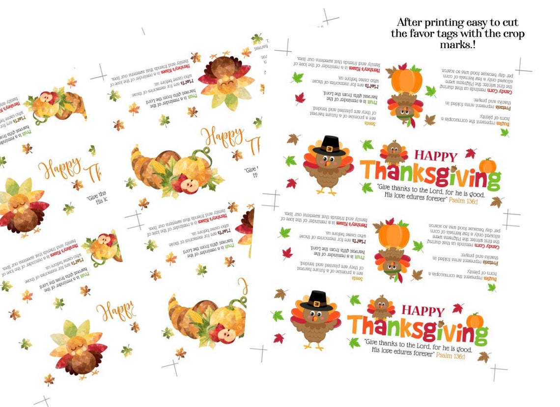 Thanksgiving Blessing Snack Mix Card Topper or Favor Tag - Etsy