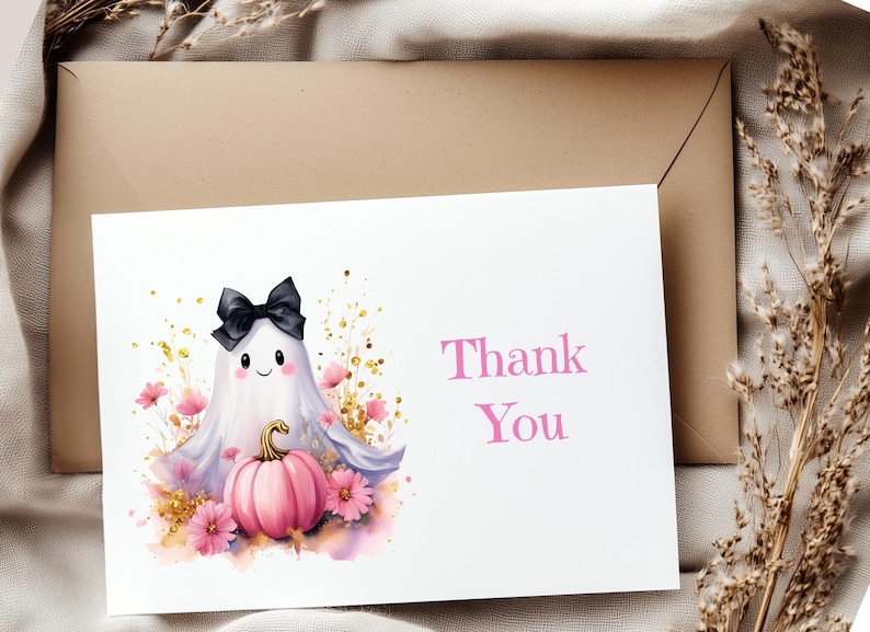 Editable Halloween Ghost Thank You Card, Printable (digital Download ...