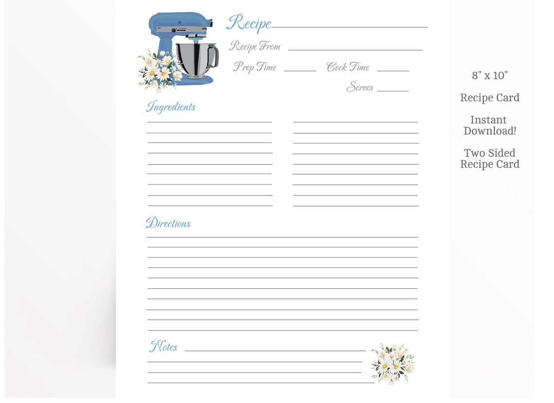 Cook Book Cover Blue Kitchen Aid Mixer Persoanlized Cook Book - Etsy