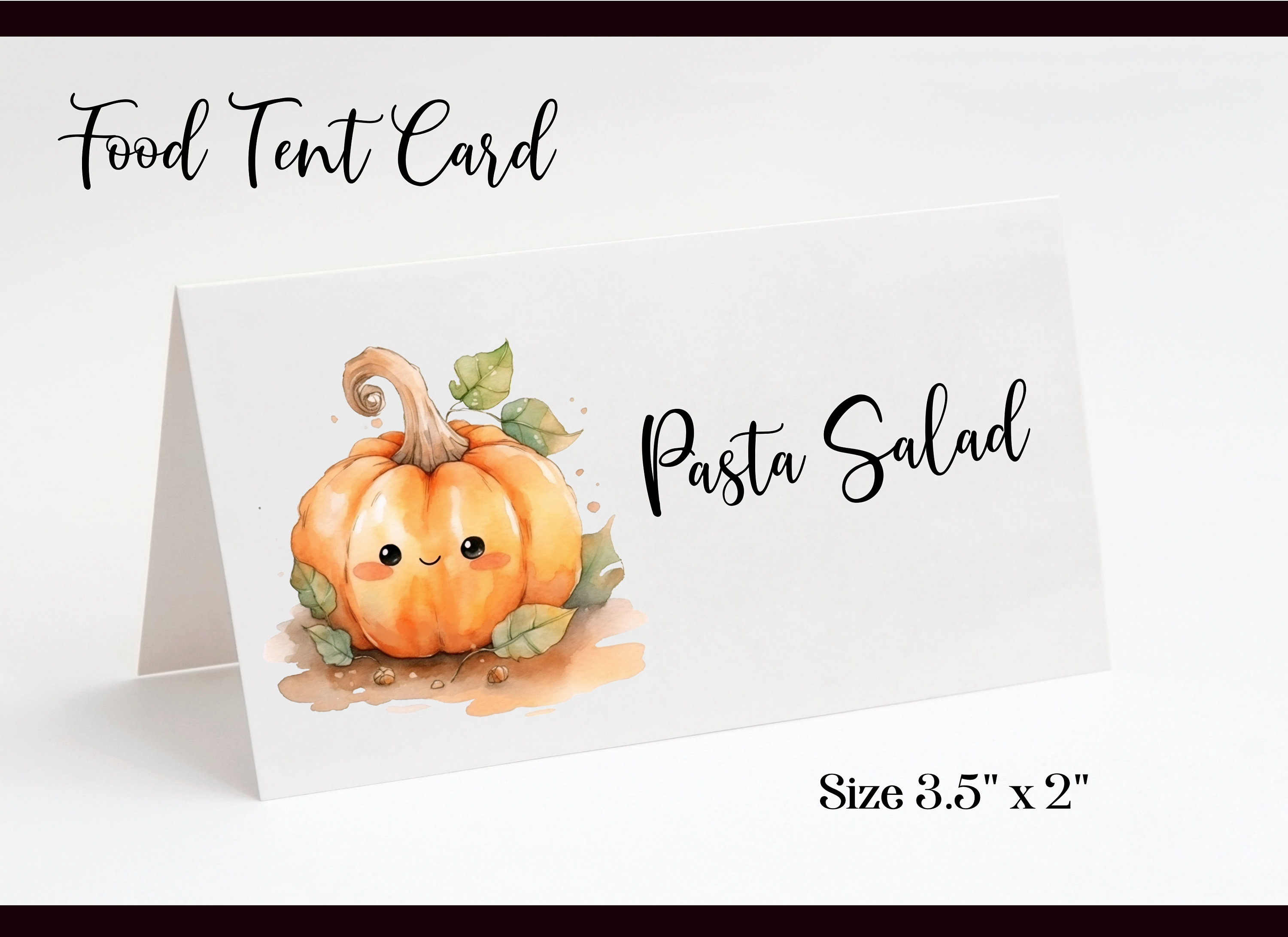 Fall Pumpkin Food Tent Cards and Place Cards Editable in Corjl Two Size ...