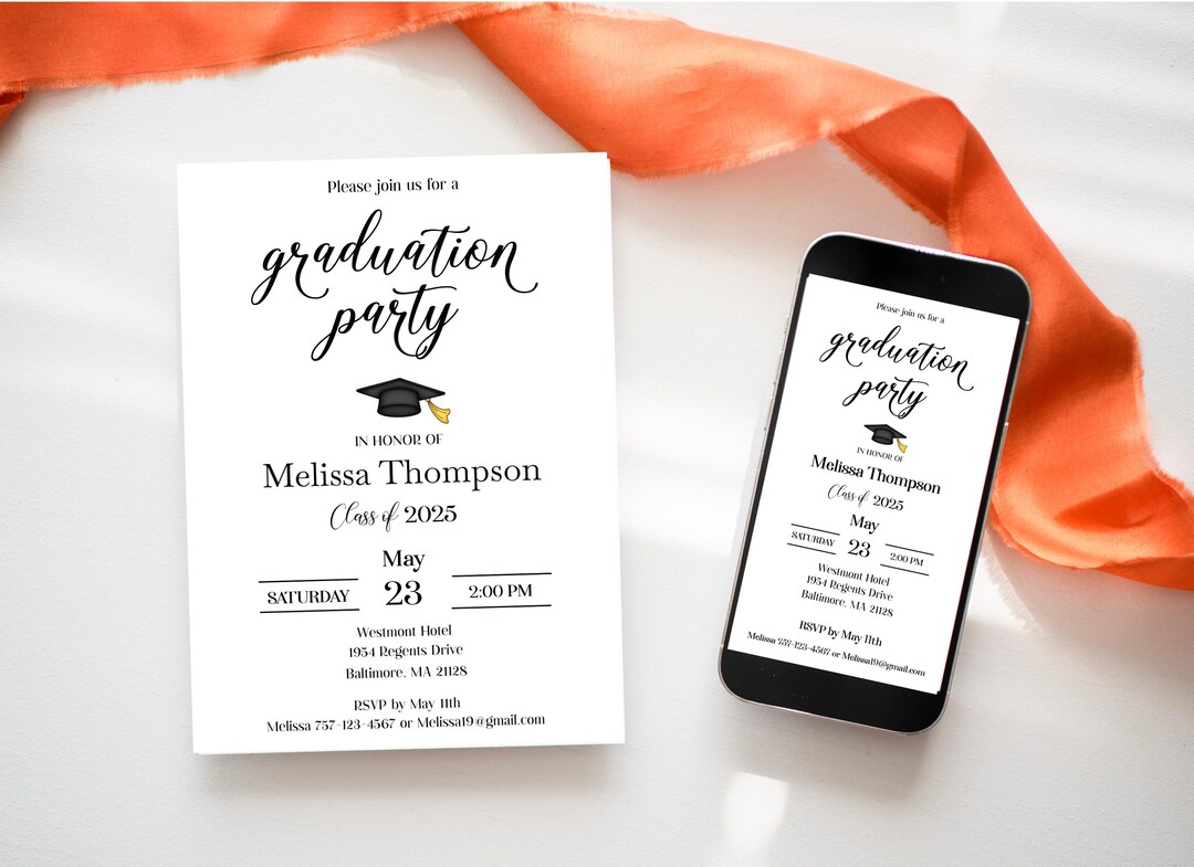 Editable Graduation Party Invitation 5" X 7" Digital Download ...