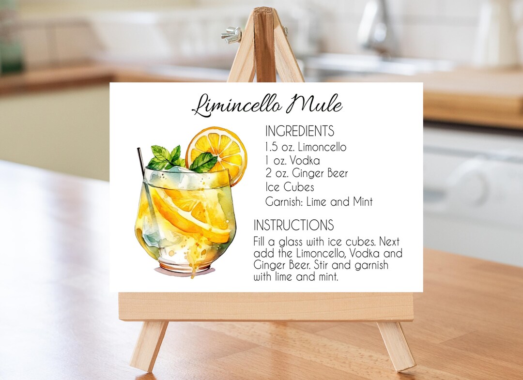 Limoncello Mule Recipe Card: Printable Cocktail Recipe (digital ...