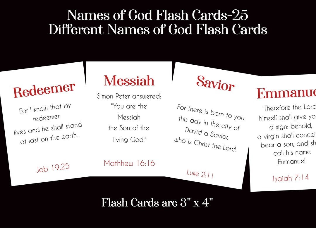 Names of God Flash Cards 3 X 4 That Can Be Useds to Help Children ...