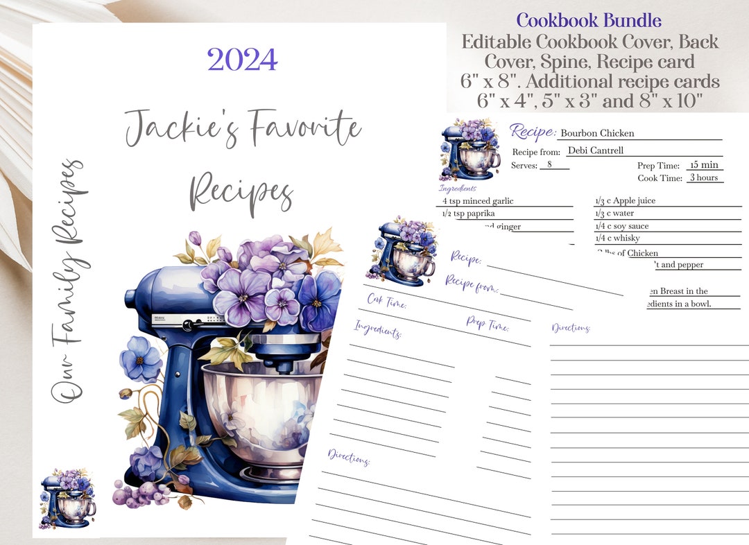 Personalized Purple Kitchen Aid Blender Cook Book Cover, Editable Cook ...