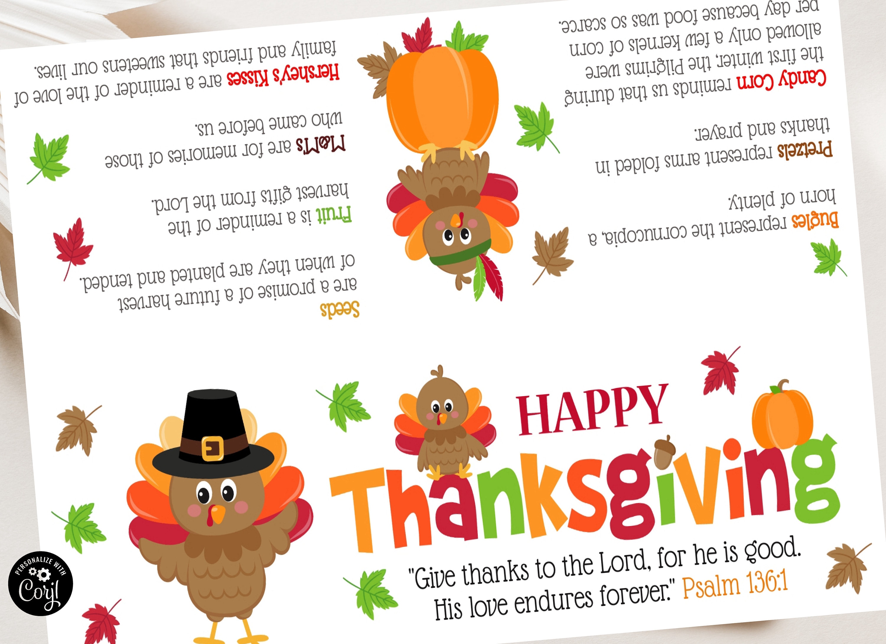 Thanksgiving Blessing Snack Mix Tag: Printable Favor Card (digital ...