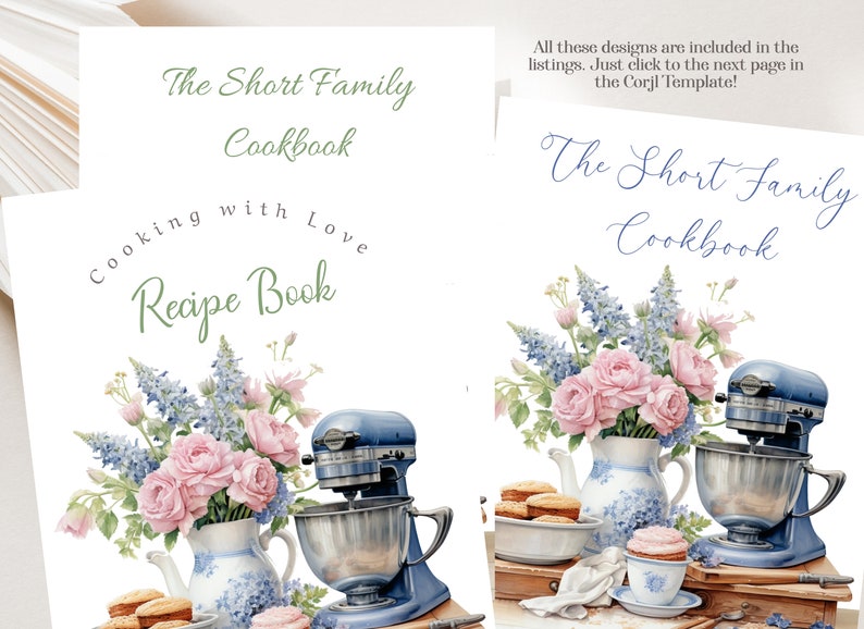 Mother's Day Personalized Family Recipe Binder Cover: Floral Cookbook ...