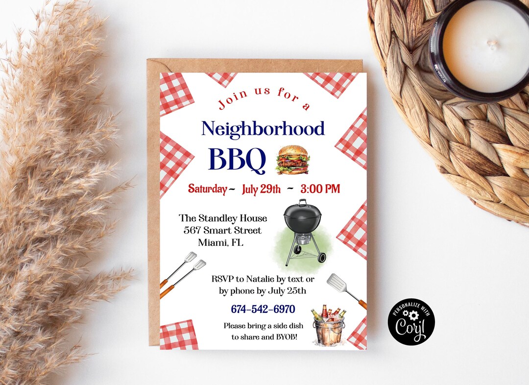 Neighborhood BBQ Invitation Template in Corjl, Neighborhood BBQ ...
