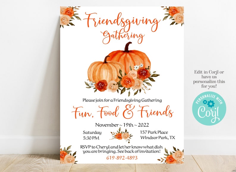 Editable Friendsgiving Invitation Bundle Fun Food and Friends - Etsy
