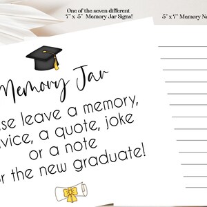 Graduation Memory Jar Sign and Note Card / DIY Memory Jar Sign Editable ...
