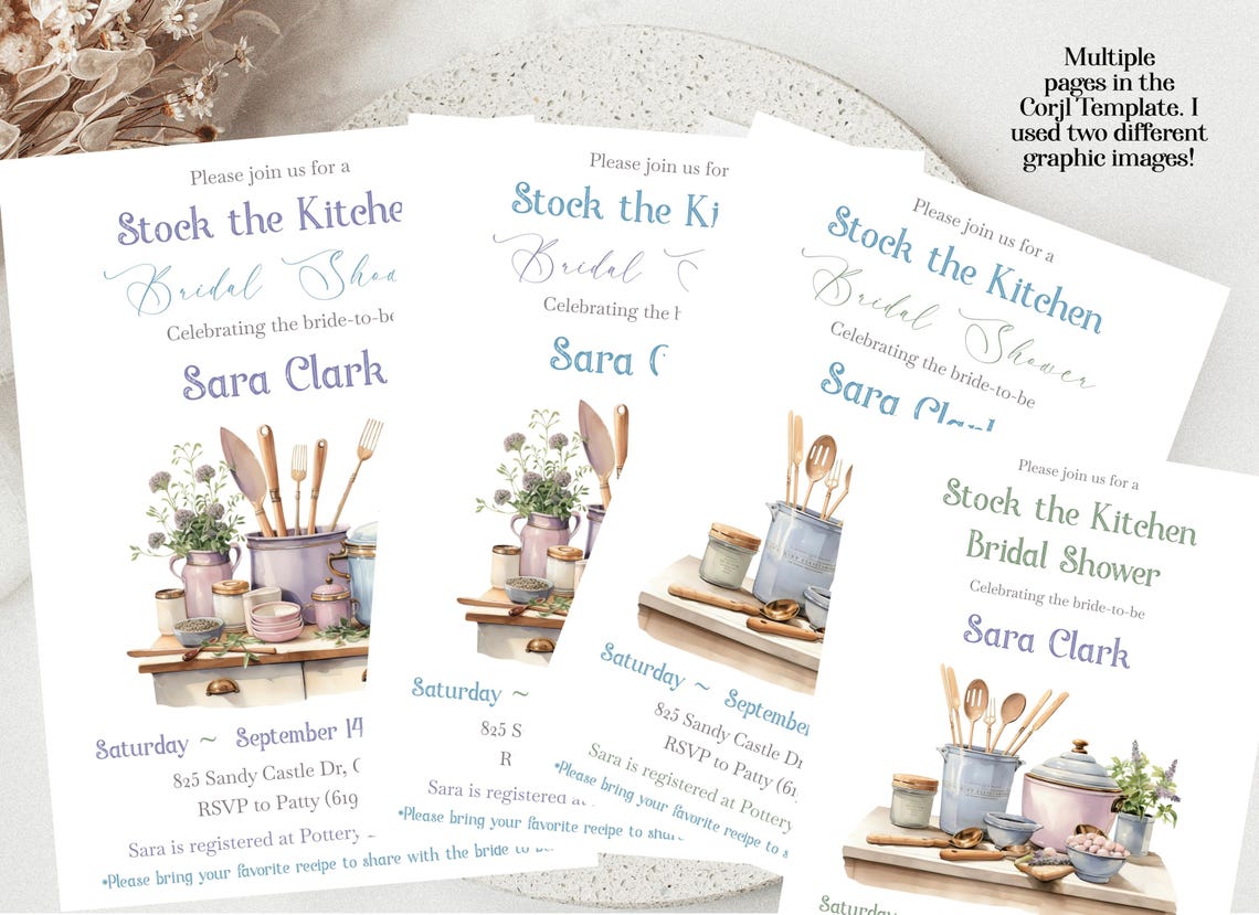 Stock the Kitchen Bridal Shower Invitation: Elegant Cooking Theme ...