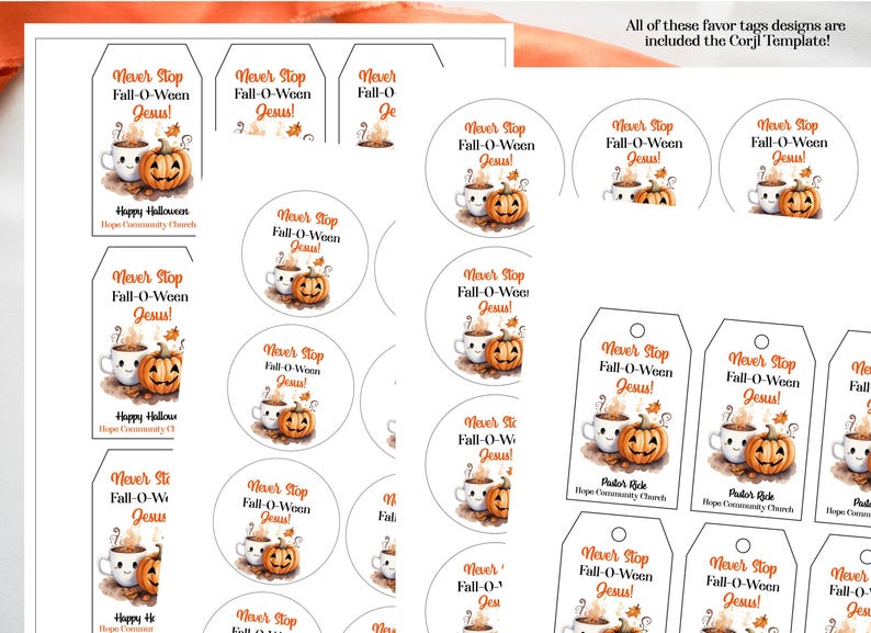 Editable Fall-o-ween Jesus Favor Tags: Christian Halloween Treat ...