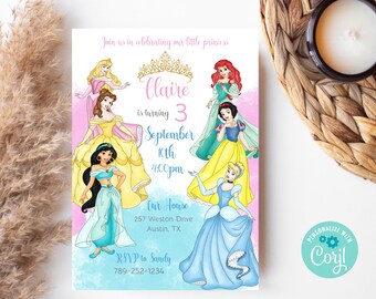 Princess 3rd Birthday Invitation - Etsy UK