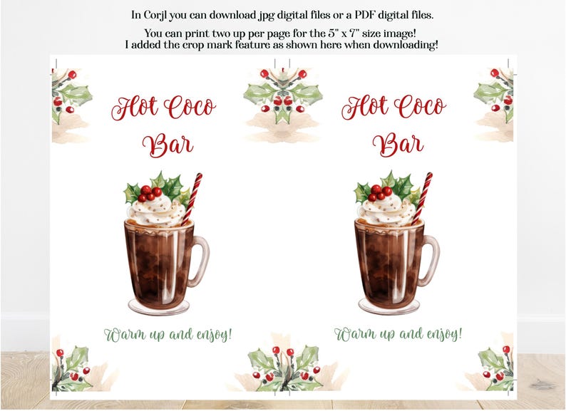 Hot Coco Bar Sign | Printable Holiday Decor (digital Download) - Etsy