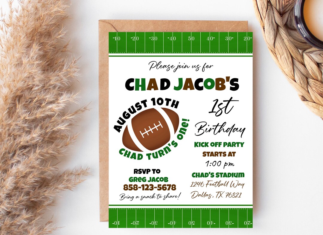 Editable Football 1st Birthday Invitation: Digital Cell Phone Invite - Etsy