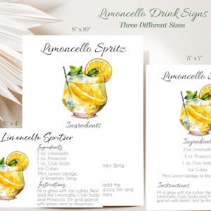 Limoncello Spritzer Recipe Card: Printable Cocktail Sign (digital ...