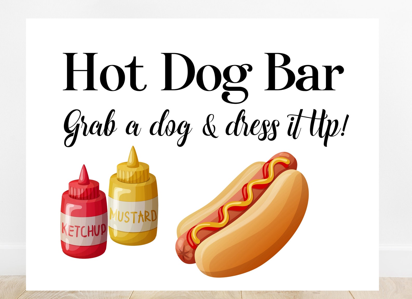 Hot Dog Sign Printable Instant Download and Print, Hot Dog Sign 8.5 X ...