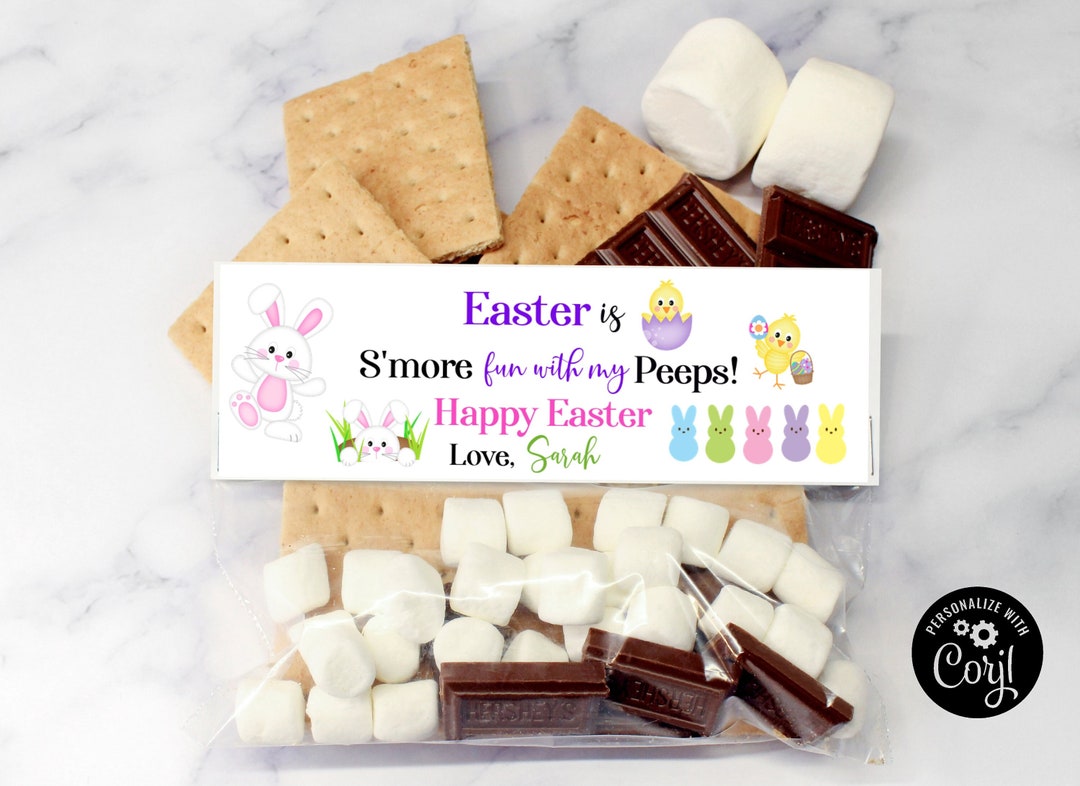 Easter S'more Favor Tag: Editable Peeps Gift Topper (digital Download ...