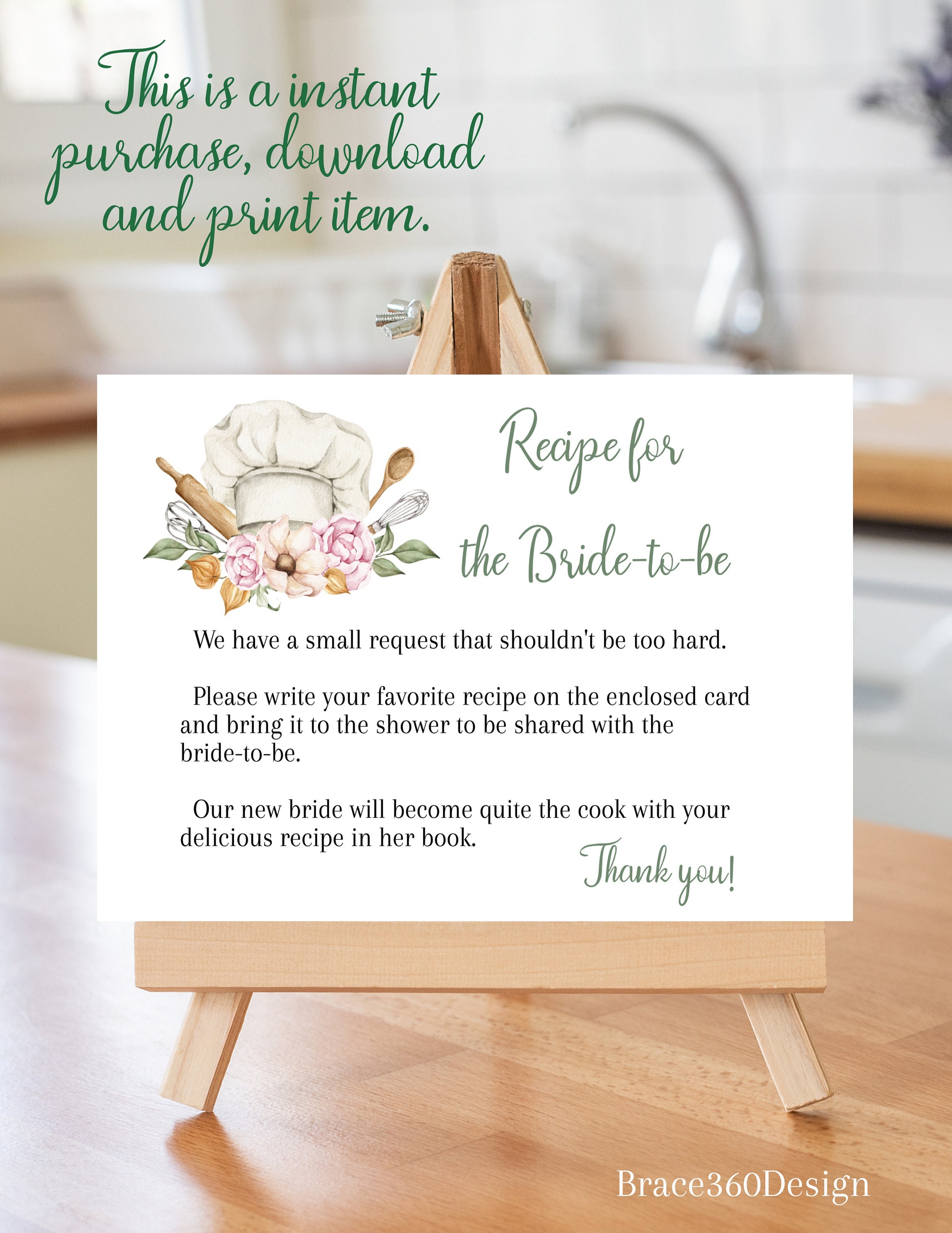 Recipe Request Card Kitchen Shower Recipe Request Card for - Etsy