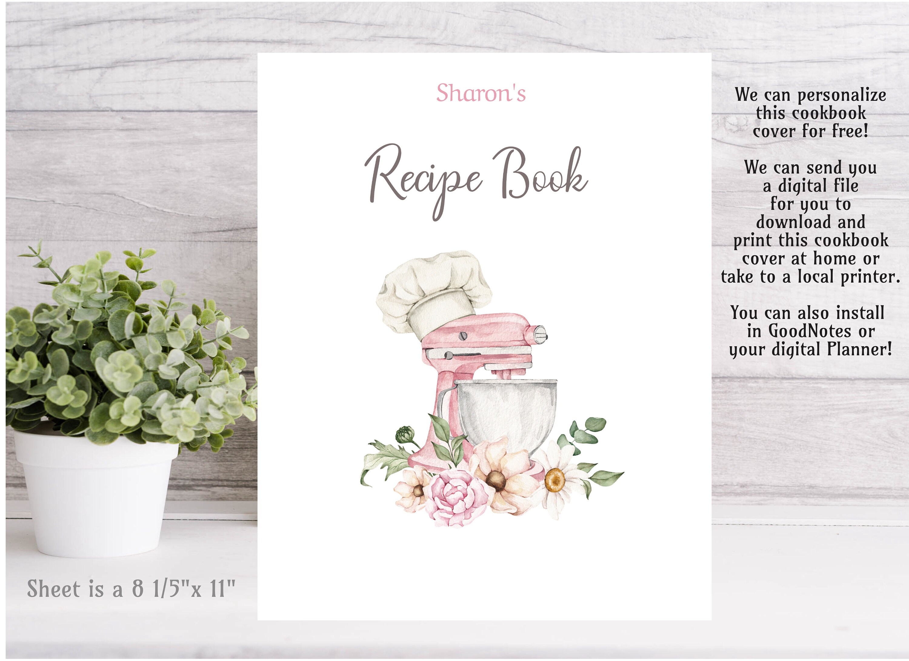 Cookbook Cover Personalized. Printable Cookbook Cover Instant - Etsy