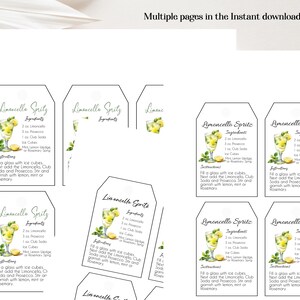 Limoncello Spritzer Recipe Card: Printable Cocktail Sign (digital ...