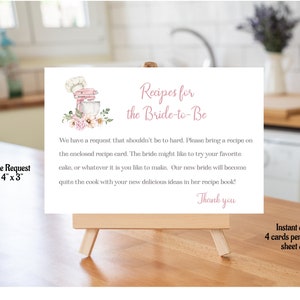 Please Bring a Recipe Card, Instant Download Bridal Shower Recipe ...