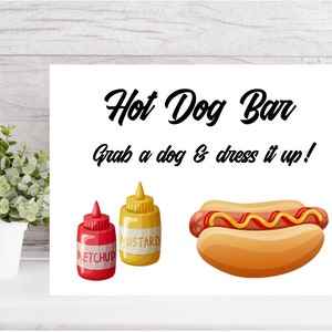 Printable Hot Dog Bar Sign: BBQ Party Decor (PDF & JPG) - Etsy