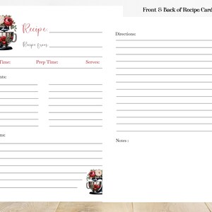Family Recipe Binder Includes Cook Book Cover, Back Cover and Recipe ...