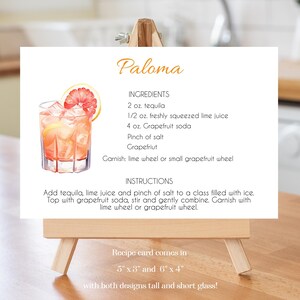 Paloma Cocktail Recipe Sign: Grapefruit Drink (digital Download) - Etsy