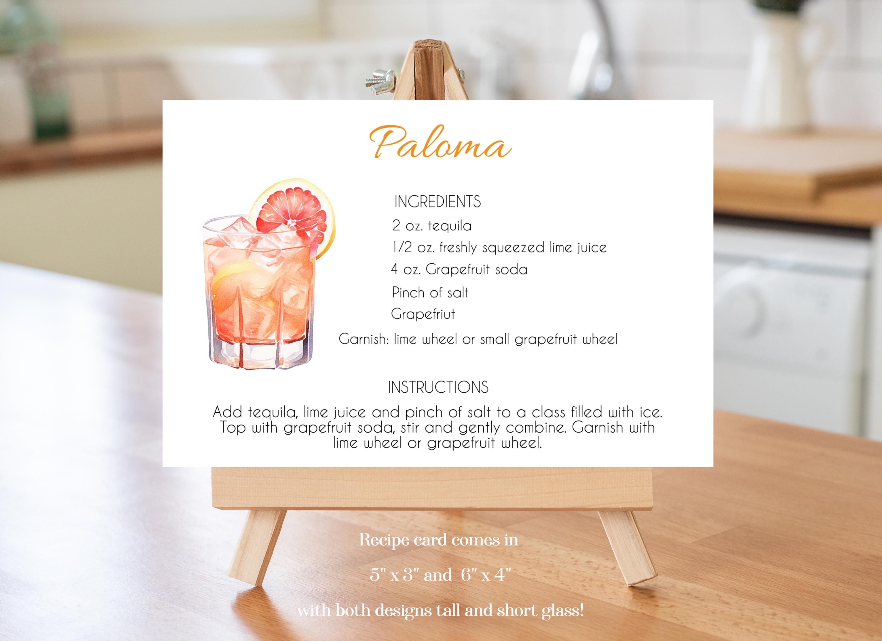 Paloma Cocktail Recipe Sign: Grapefruit Drink (digital Download) - Etsy