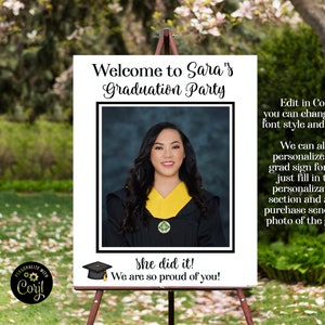 16" X 20" Graduation Sign "she Did It" Graduation Sign, Fully Editable ...