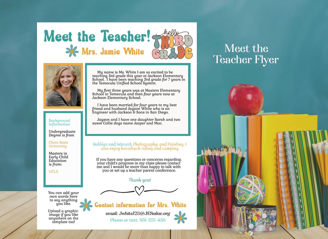 Meet the Teacher Flyer That is Editable / 3rd Grade Meet the Teacher ...