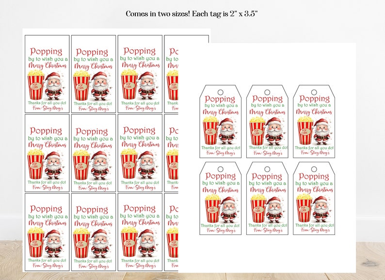 Editable Christmas Gift Tag: Santa Popcorn Design (digital Download) - Etsy