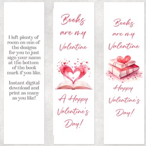 Valentine's Day Digital Printable Bookmarks / Valentine's Day Bookmark ...